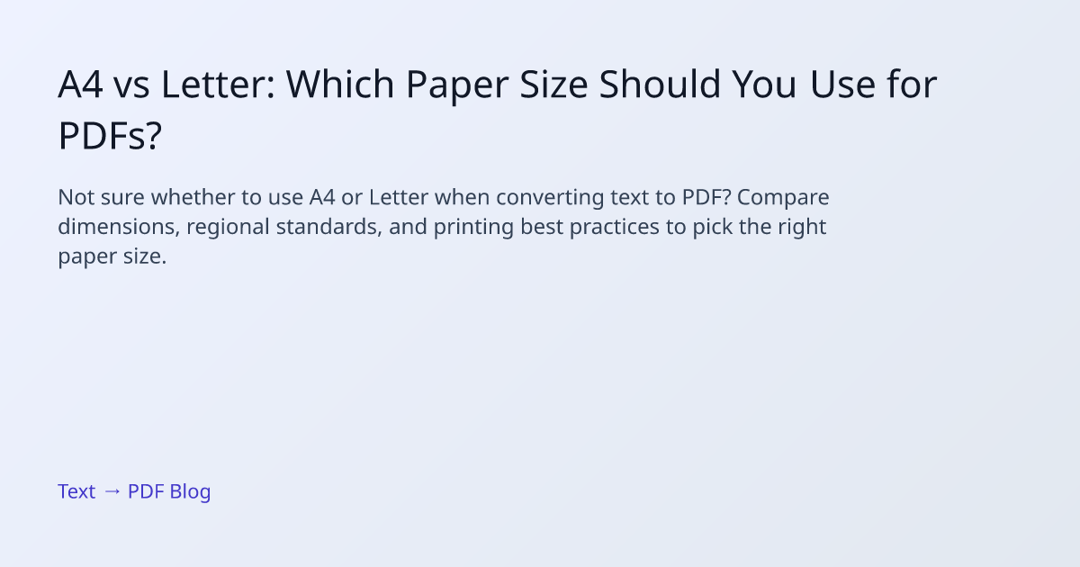A4 vs Letter: Which Paper Size Should You Use for PDFs?